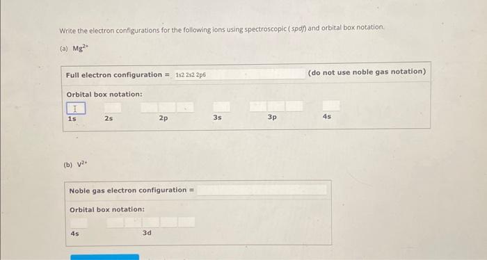 Solved Write the electron configurations for the following | Chegg.com