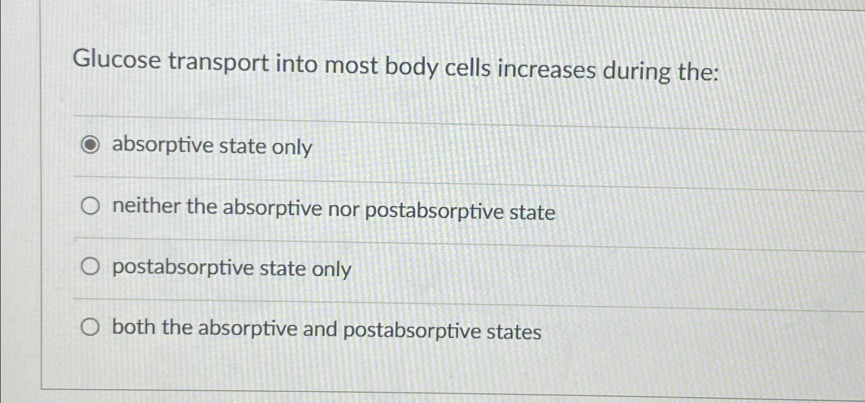 Solved Glucose transport into most body cells increases | Chegg.com