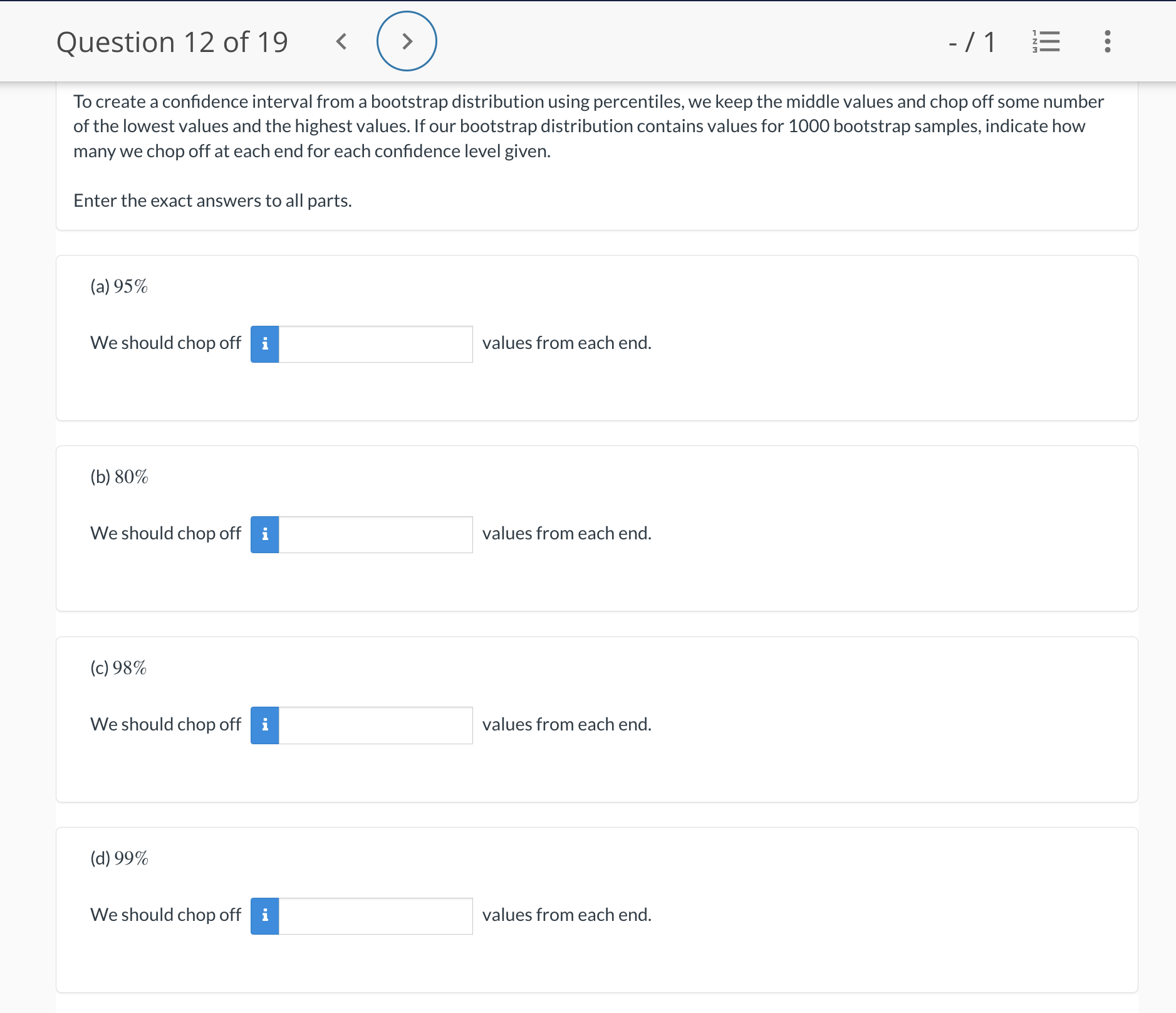 Solved To create a confidence interval from a bootstrap | Chegg.com