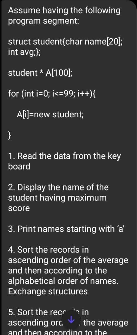 Solved Assume having the following program segment: struct | Chegg.com