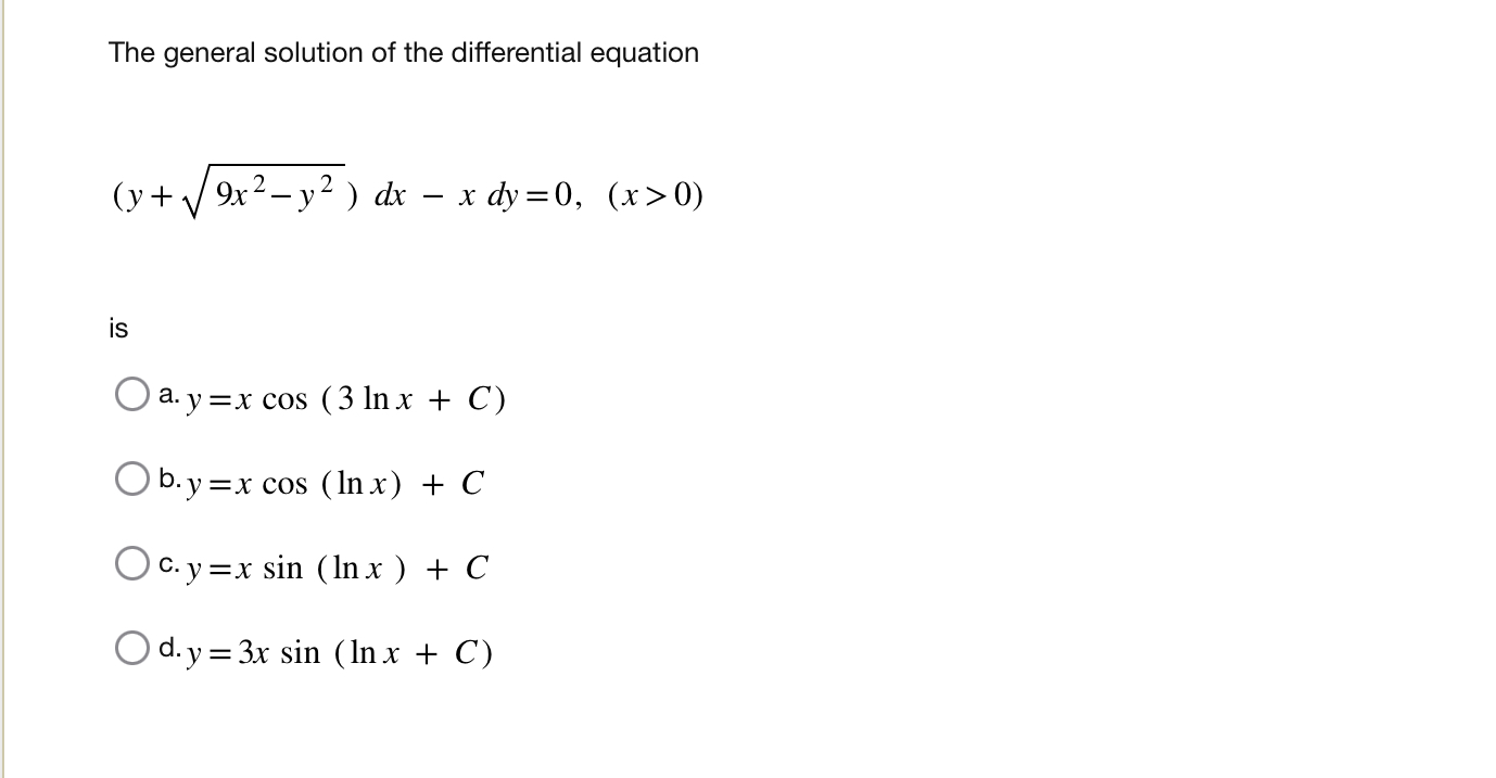 Solved The general solution of the differential | Chegg.com