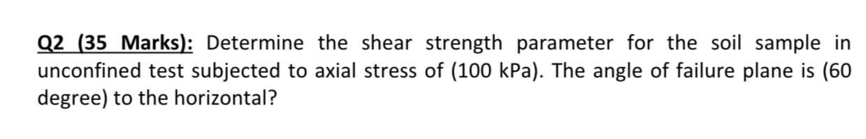 Solved Q2 (35 Marks): Determine the shear strength parameter | Chegg.com