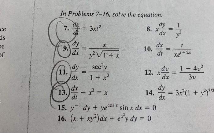 Solved In Problems 7-16, solve the equation. . de 3x12 8. 2 | Chegg.com