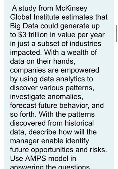Solved A study from McKinsey Global Institute estimates that | Chegg.com