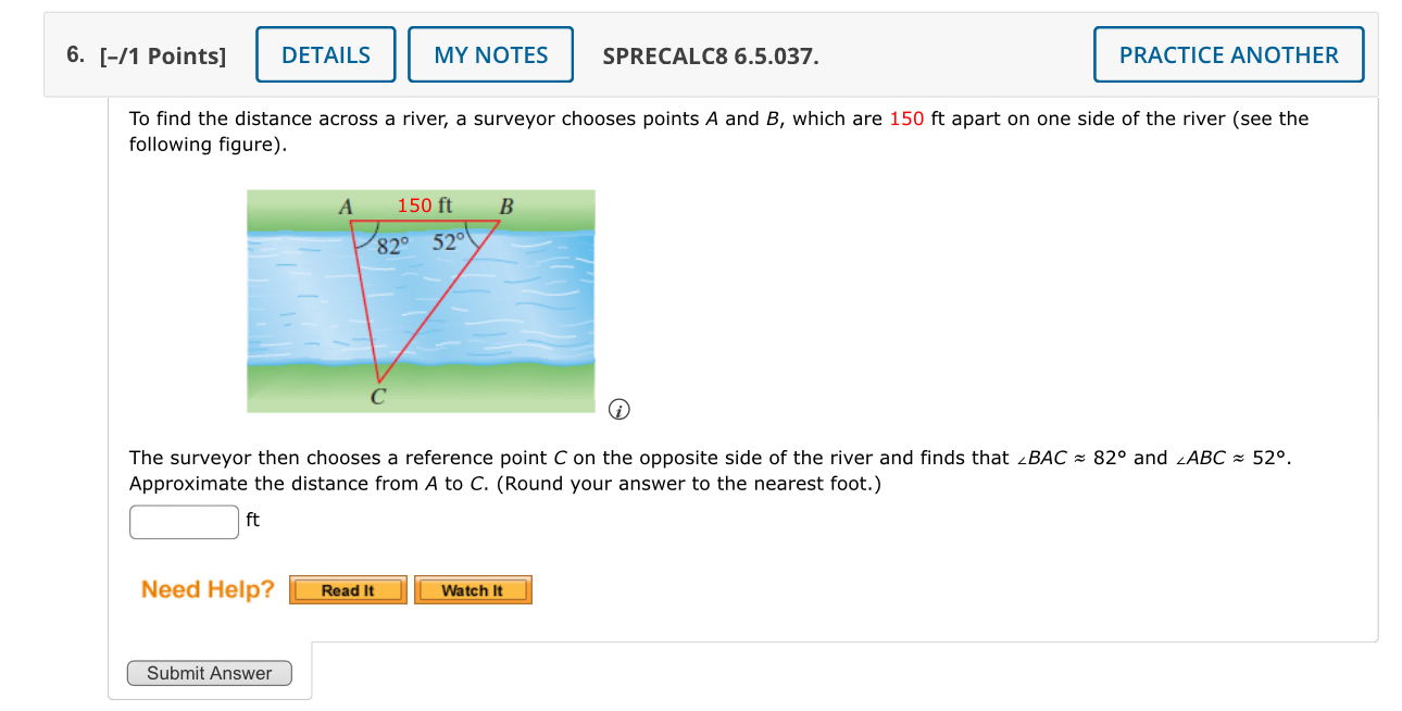 Solved [-/1 ﻿Points]SPRECALC8 6.5.037.To find the distance | Chegg.com