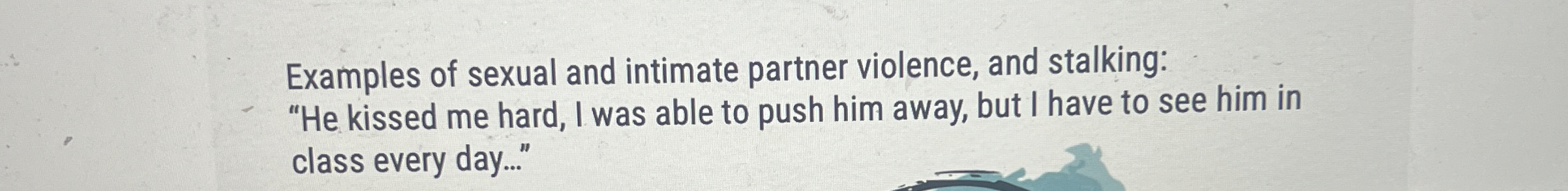 Solved Examples of sexual and intimate partner violence, and | Chegg.com
