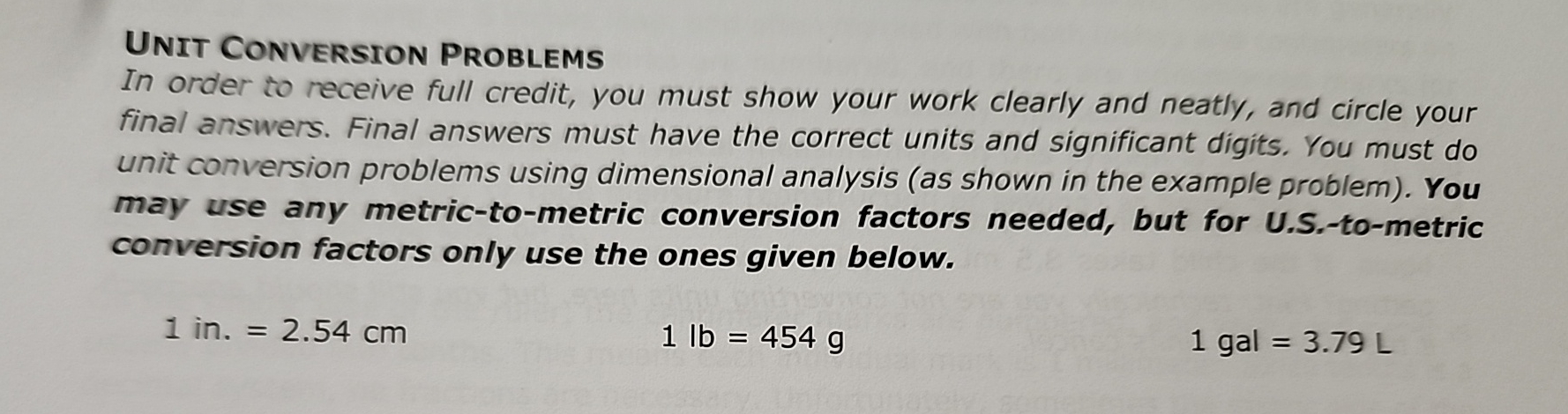 Solved Unit ConVersion ProblemsIn order to receive full | Chegg.com