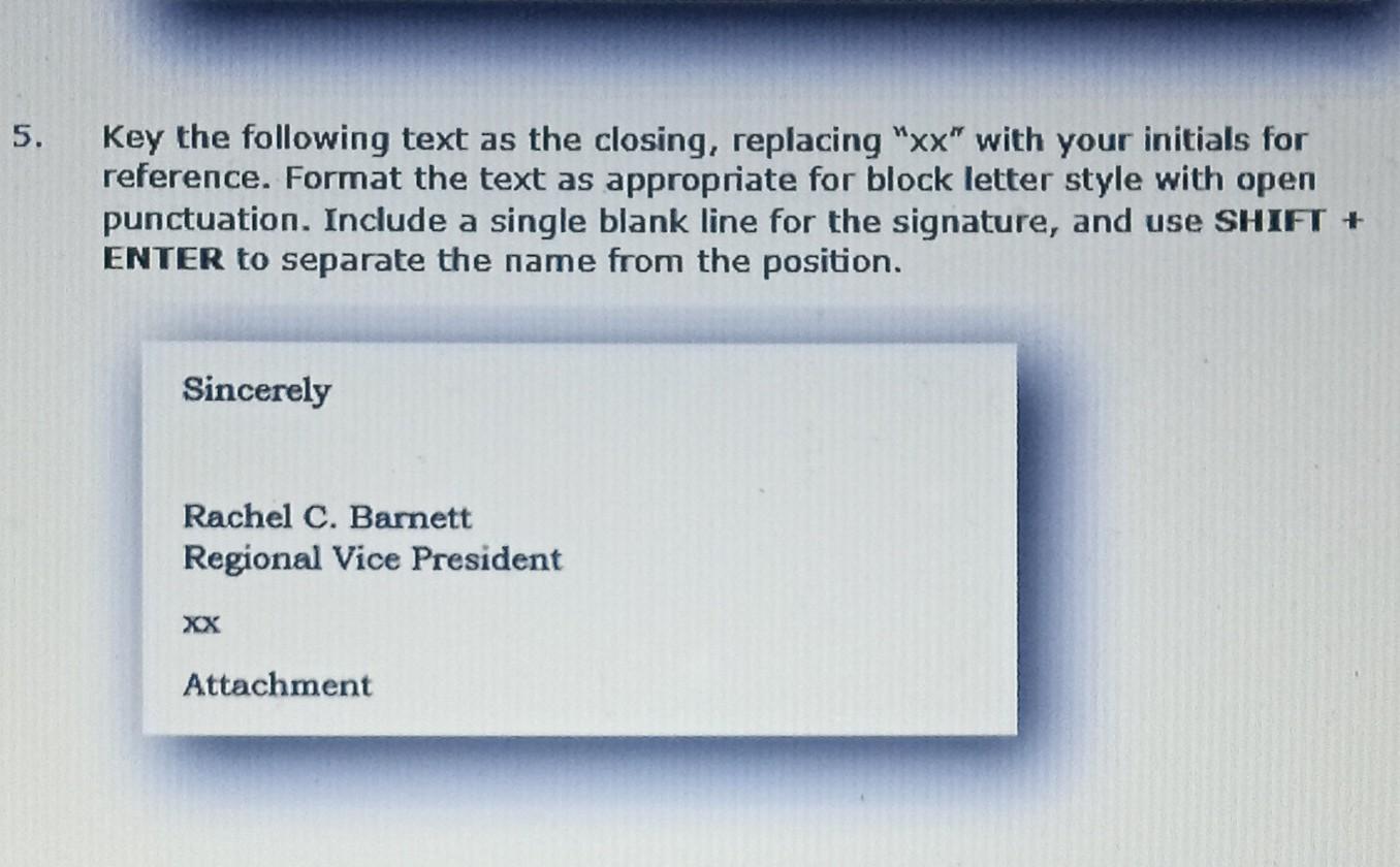 Solved In the blank paragraph below the letterhead, key the | Chegg.com