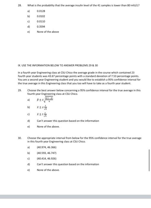 Solved VII. USE THE INFORMATION BELOW TO ANSWER PROBLEMS | Chegg.com