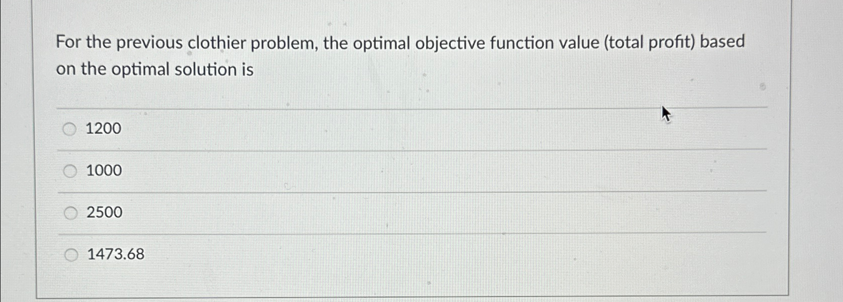 Solved For the previous clothier problem, the optimal | Chegg.com