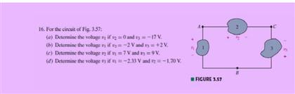 Solved a) Determine the voltage v1 if v2= 0 and v3= -17 VB) | Chegg.com