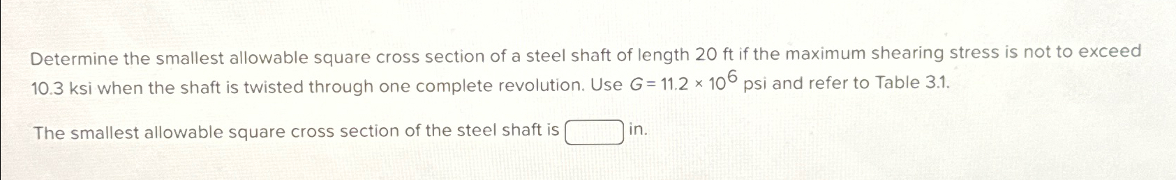 Solved Determine the smallest allowable square cross section | Chegg.com