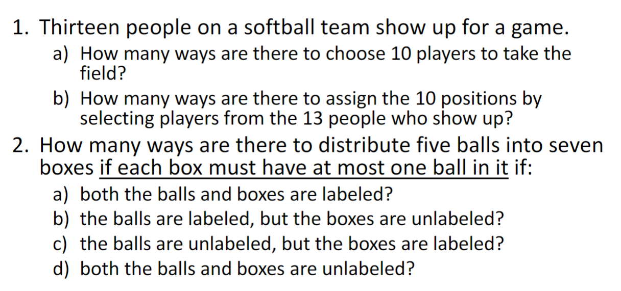 Solved Thirteen people on a softball team show up for a | Chegg.com