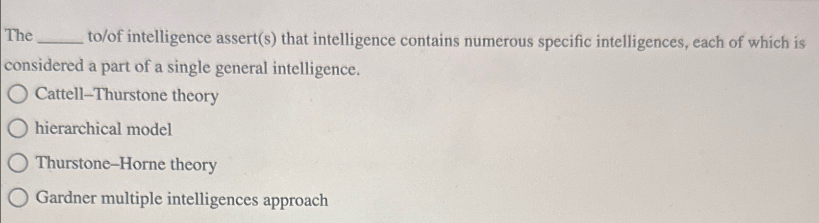 Solved The to/of intelligence assert(s) ﻿that intelligence | Chegg.com