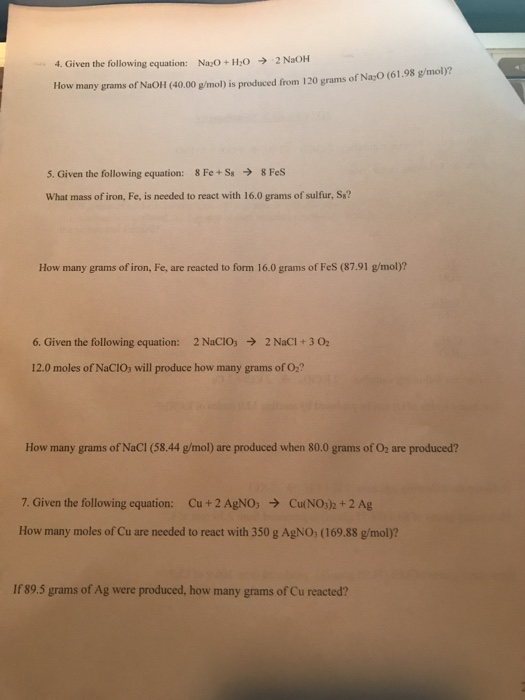 Solved 4. Given the following equation: Na2O + H2O → 2 NaOH | Chegg.com