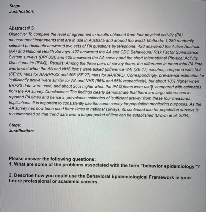 Solved Week 3 - Behavioral Epidemiological Framework | Chegg.com