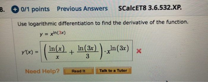 Solved use logarithmic differentiation to find the | Chegg.com