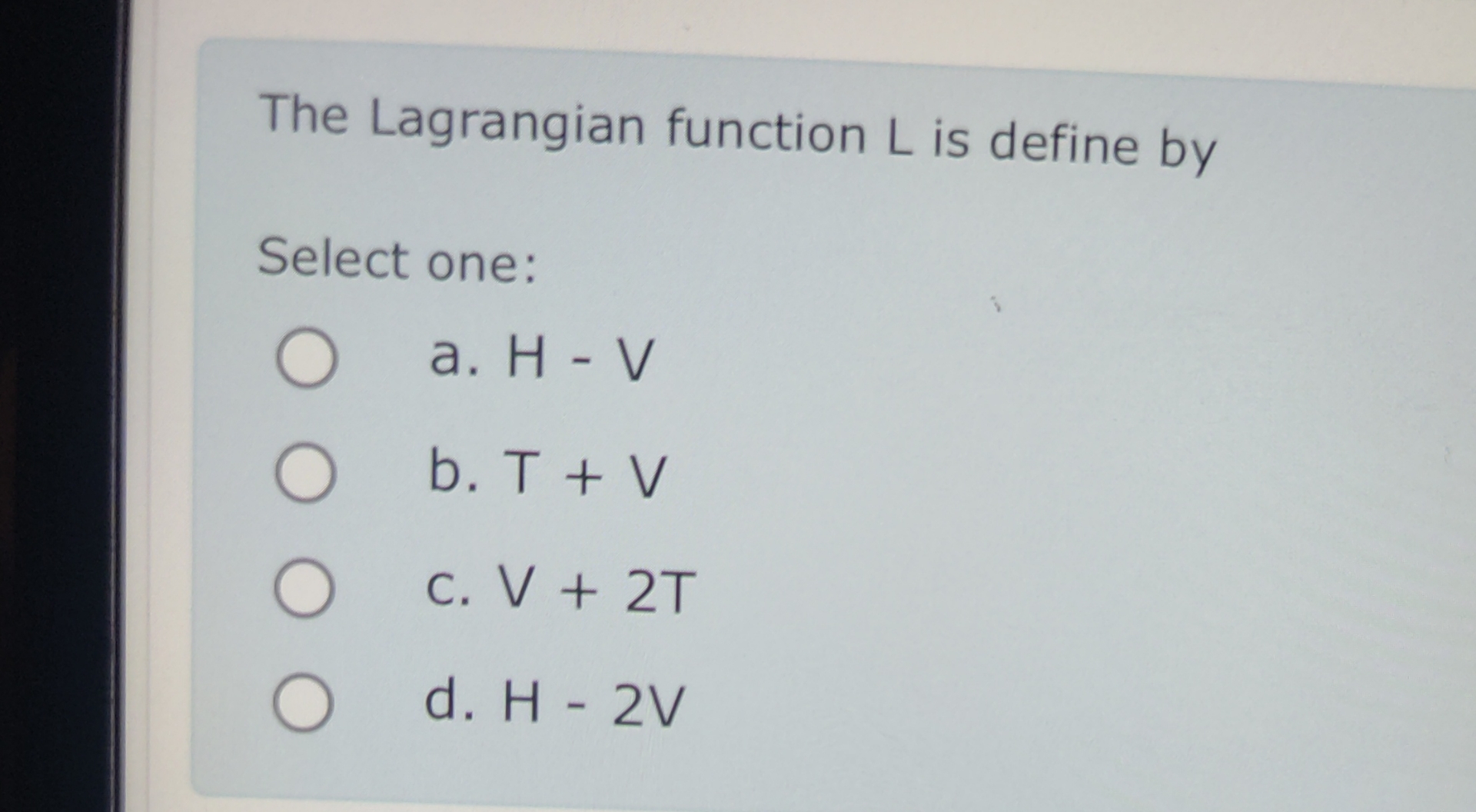 Solved The Lagrangian function L ﻿is define bySelect | Chegg.com