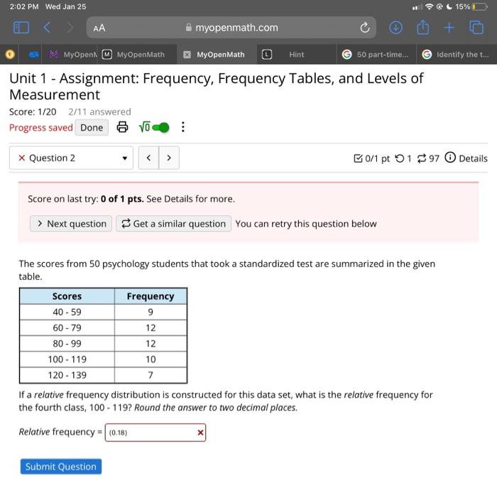 Solved Unit 1 - Assignment: Frequency, Frequency Tables, and | Chegg.com