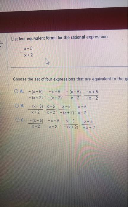 Solved List four equivalent forms for the rational | Chegg.com