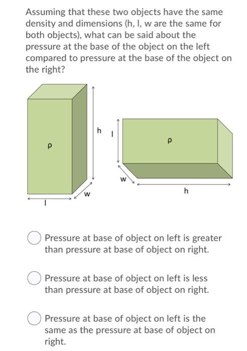 Solved Assuming that these two objects have the same density | Chegg.com