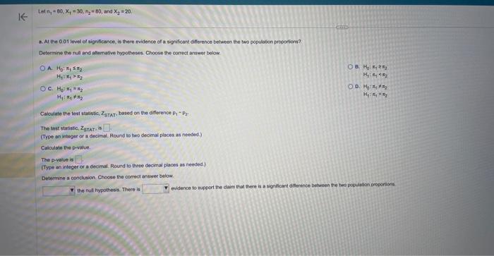 Solved Let n1=60,x1=30,n2=60, and x2=20 a. Al the 0.01 level | Chegg.com