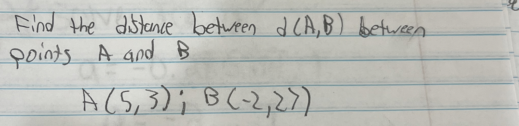 Solved Find the distance between d(A,B) ﻿between points A | Chegg.com
