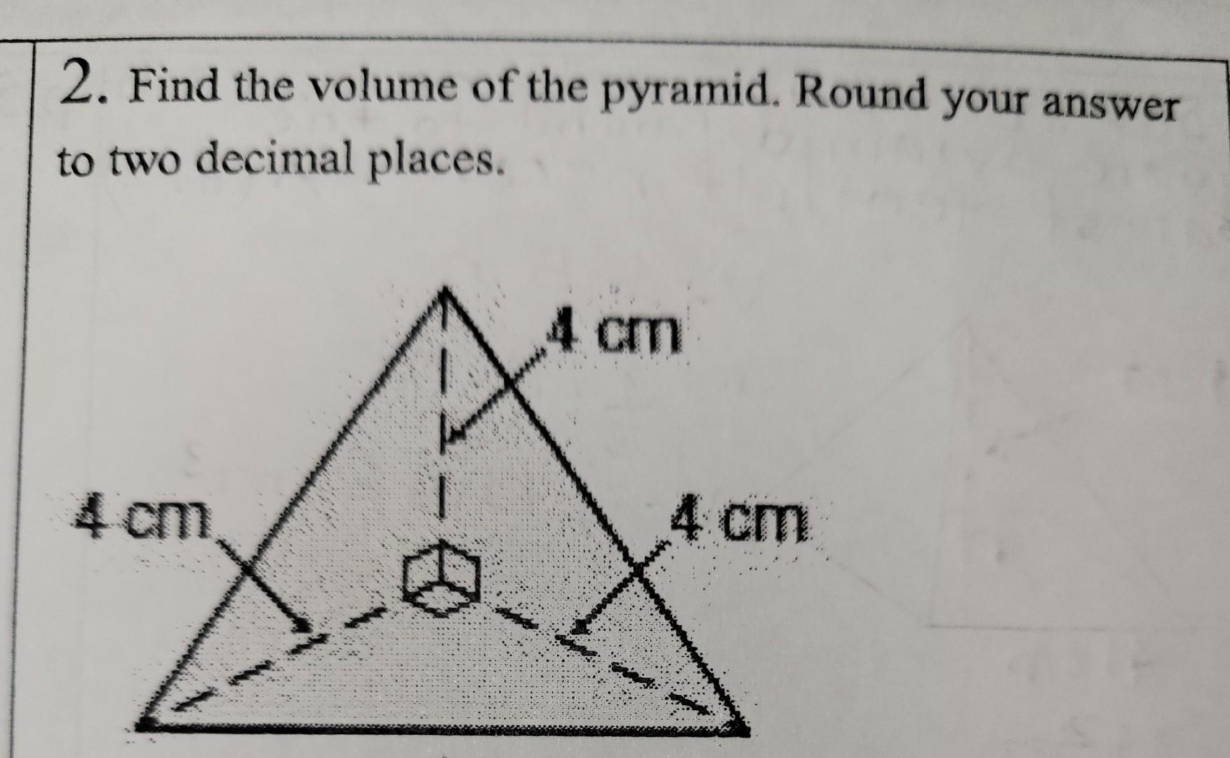 Solved Find the volume of the pyramid. Round your answer to | Chegg.com