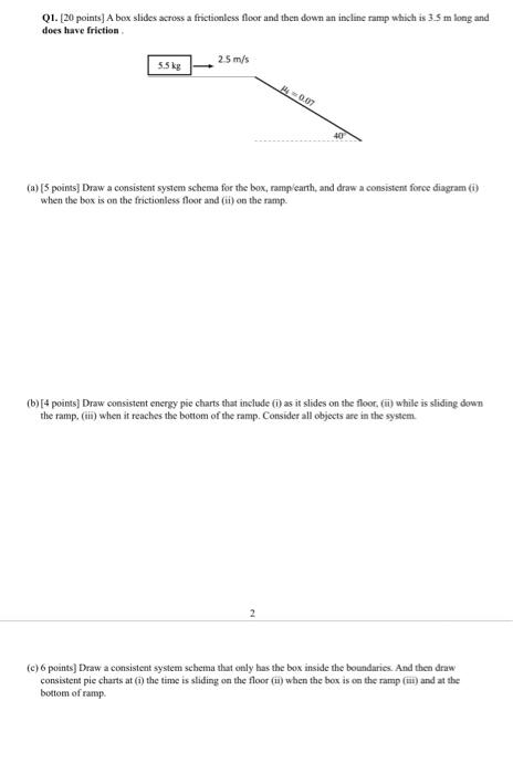 Solved 21. (20 points! A box slides across a frictionless | Chegg.com