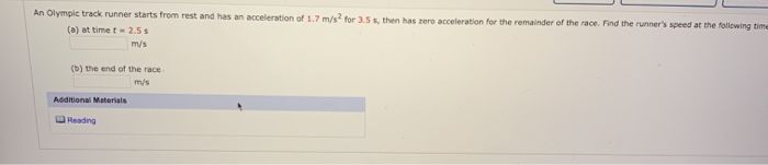 Solved An Olympic track runner starts from rest and has an | Chegg.com