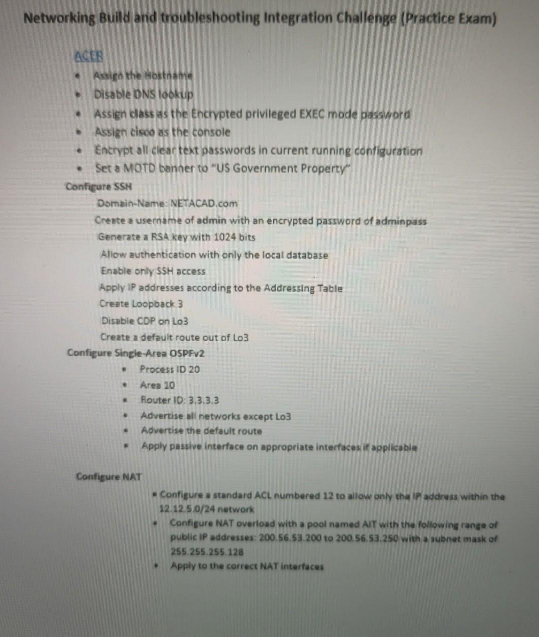Solved Integration Challenge (Practice Exam)Networking Build | Chegg.com
