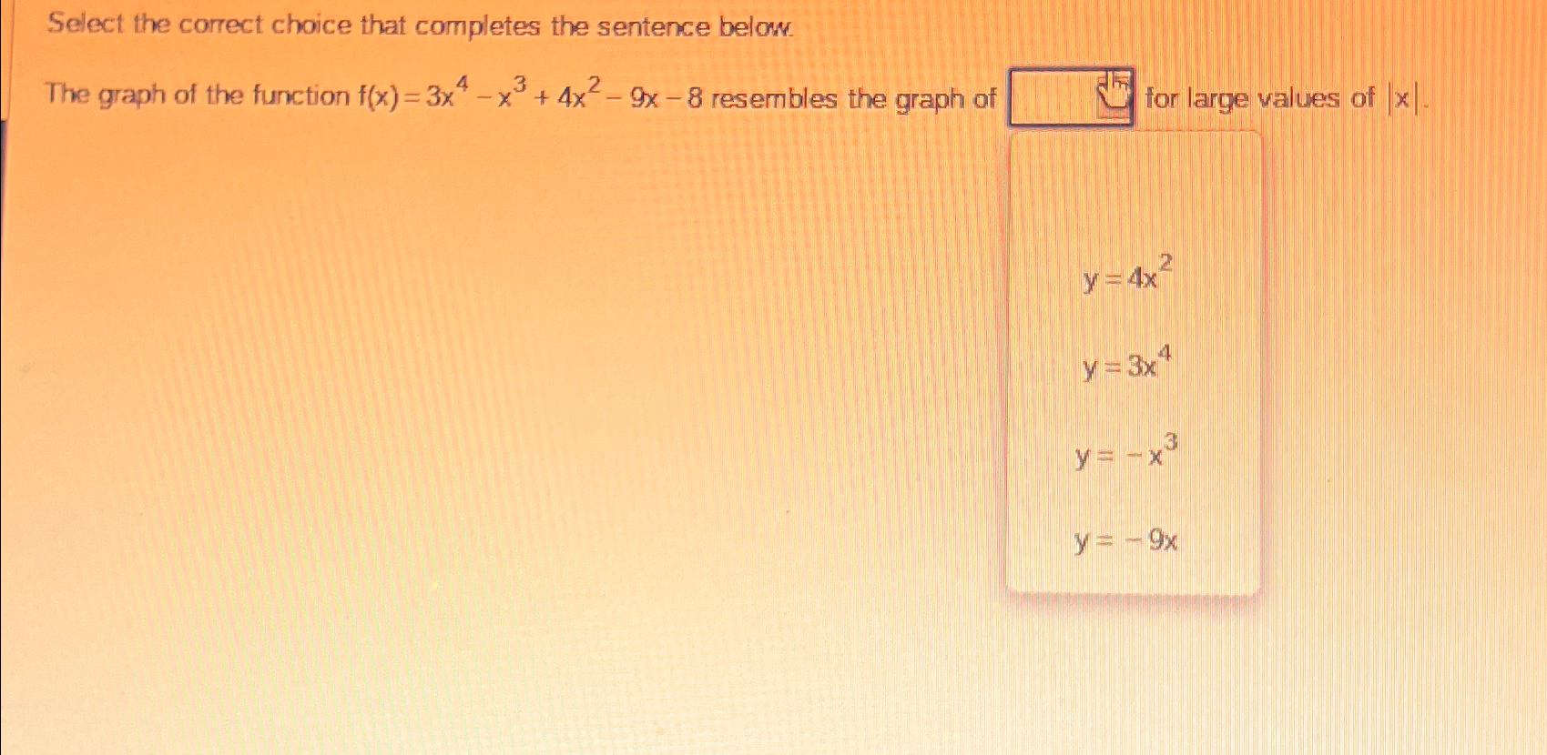 Solved Select The Correct Choice That Completes The Sentence