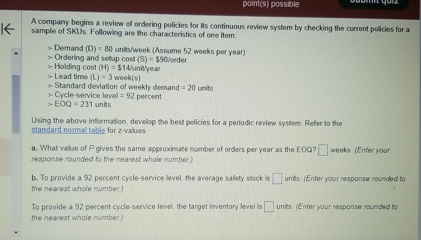 Solved point(s) ﻿possibleA company begins a review of | Chegg.com