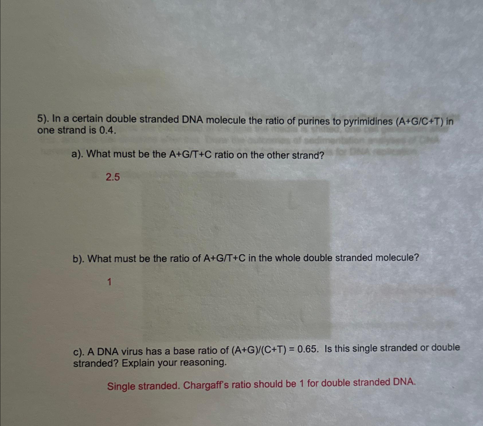 Solved . ﻿In a certain double stranded DNA molecule the | Chegg.com