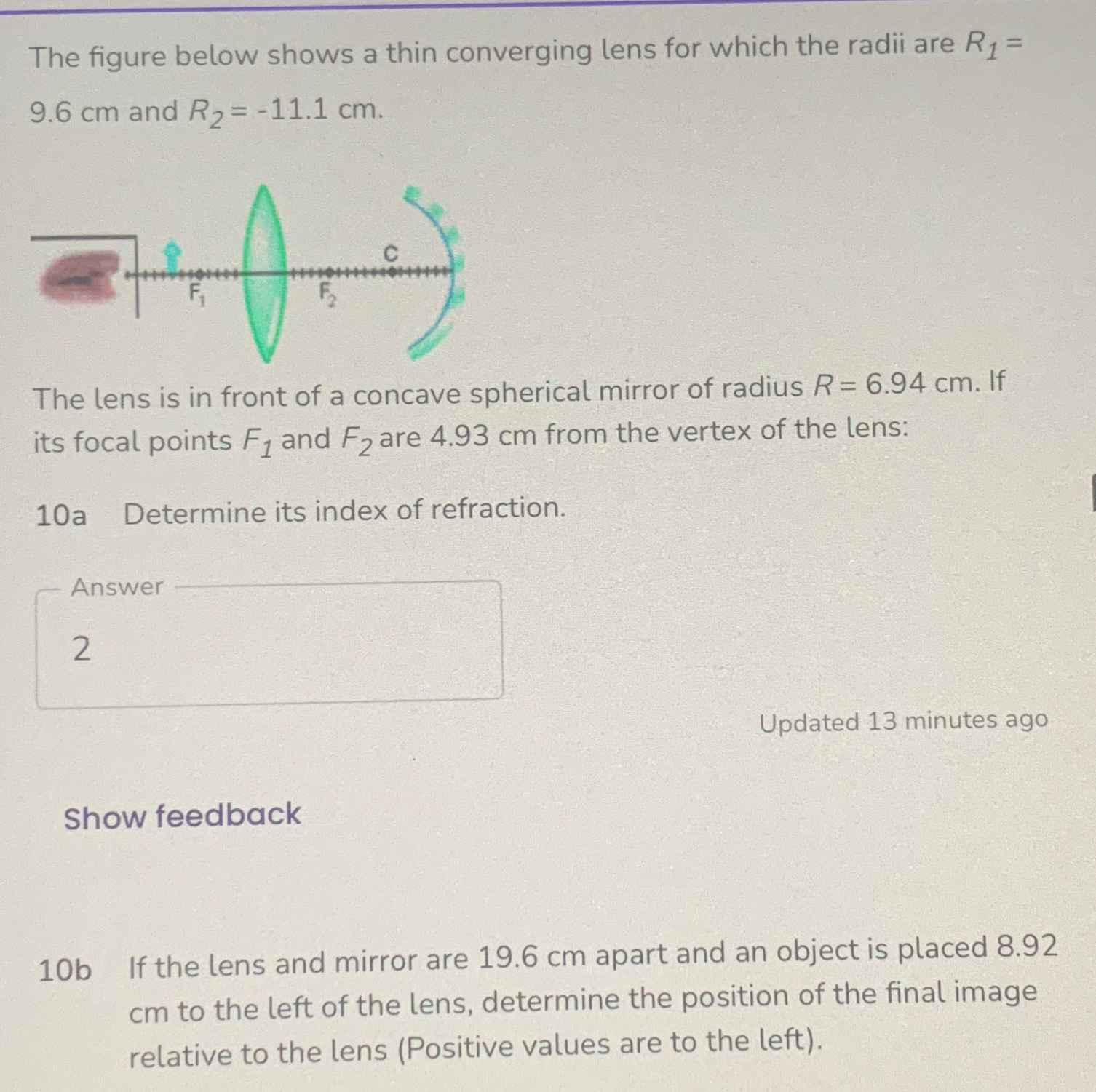 Solved The figure below shows a thin converging lens for | Chegg.com