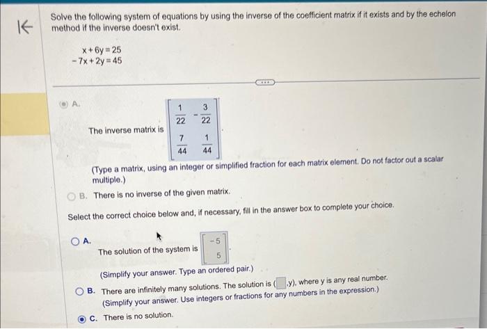 Solved Solve the following system of equations by using the | Chegg.com