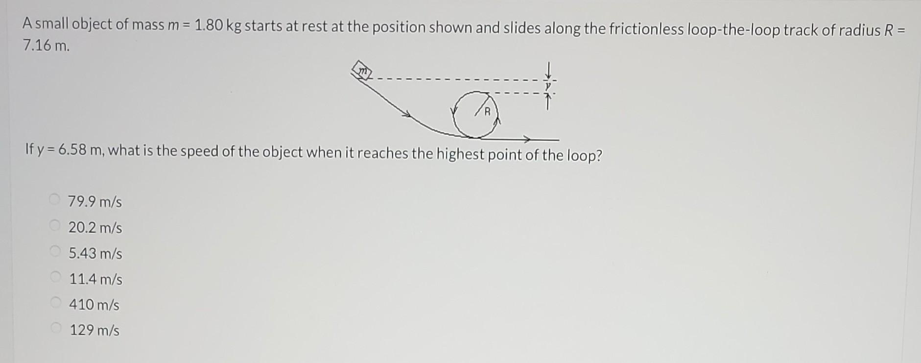 Solved A small object of mass m=1.80 kg starts at rest at | Chegg.com