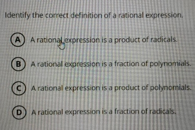 Solved Identify the correct definition of a rational | Chegg.com