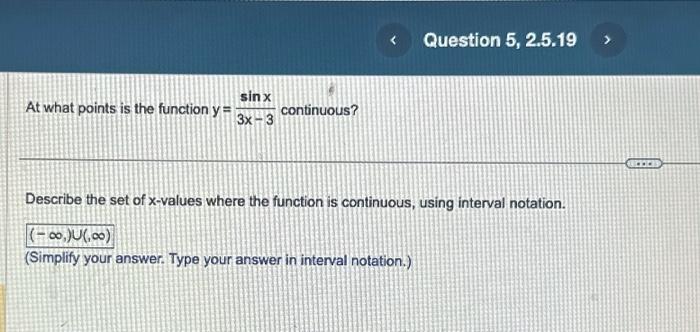Solved At what points is the function y H sinx 3x-3 | Chegg.com