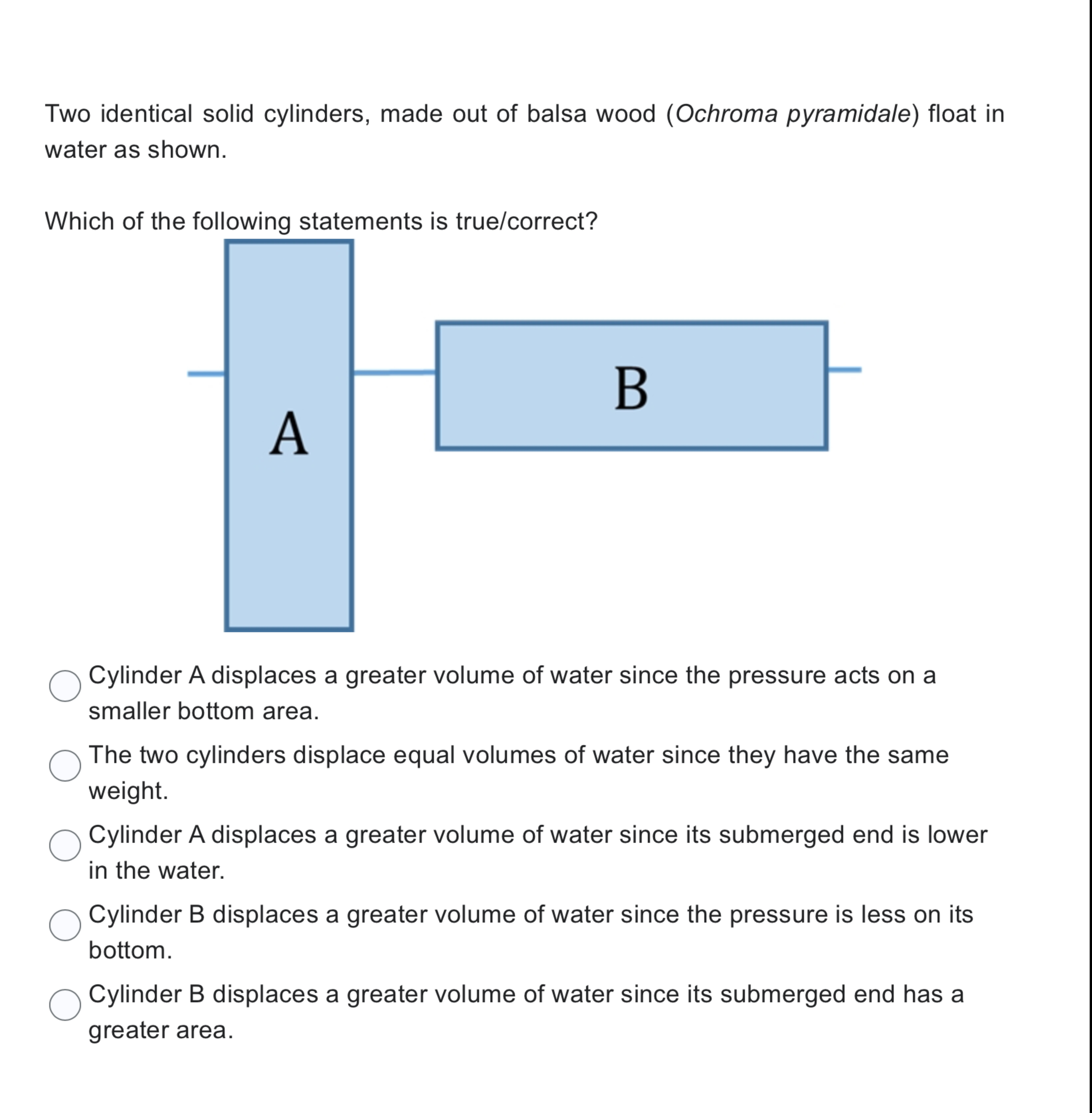 Solved Two identical solid cylinders, made out of balsa wood | Chegg.com