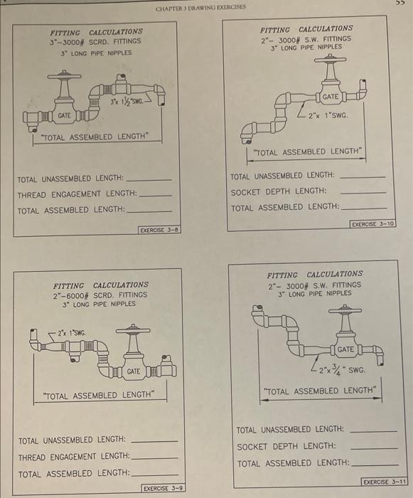 Solved לל CHAPTER 3 DRAWING EXERCISES FITTING CALCULATIONS | Chegg.com