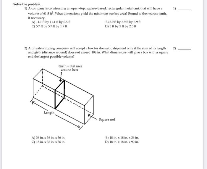 Solved Solve the problem. 1) A company is constructing an | Chegg.com