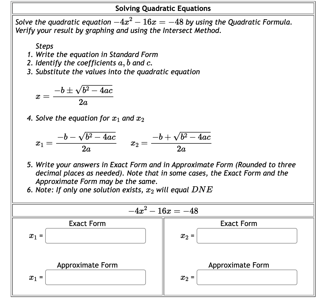 Solved Solving Quadratic EquationsSolve the quadratic | Chegg.com
