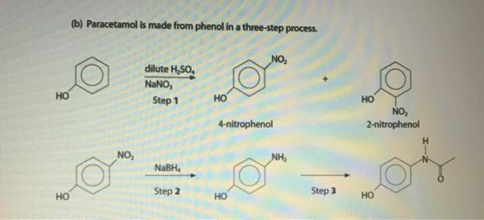 Solved (b) Paracetamol is made from phenol in a three-step | Chegg.com