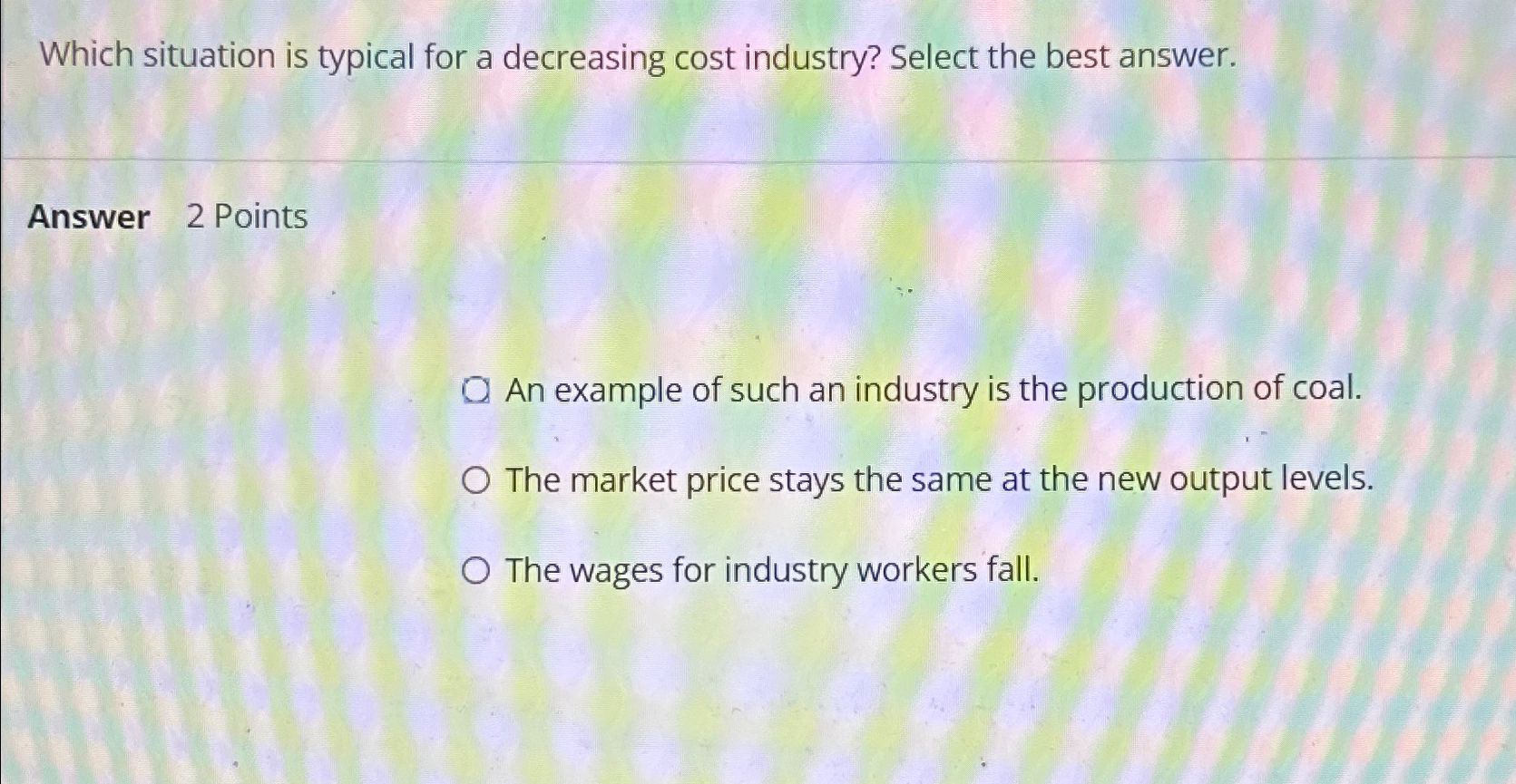 Solved Which situation is typical for a decreasing cost | Chegg.com