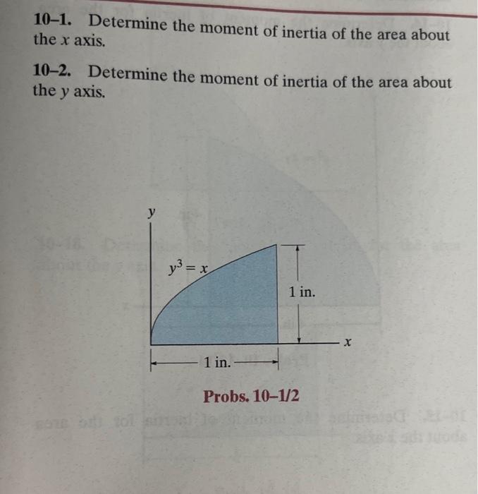 Solved 10-1. Determine the moment of inertia of the area | Chegg.com