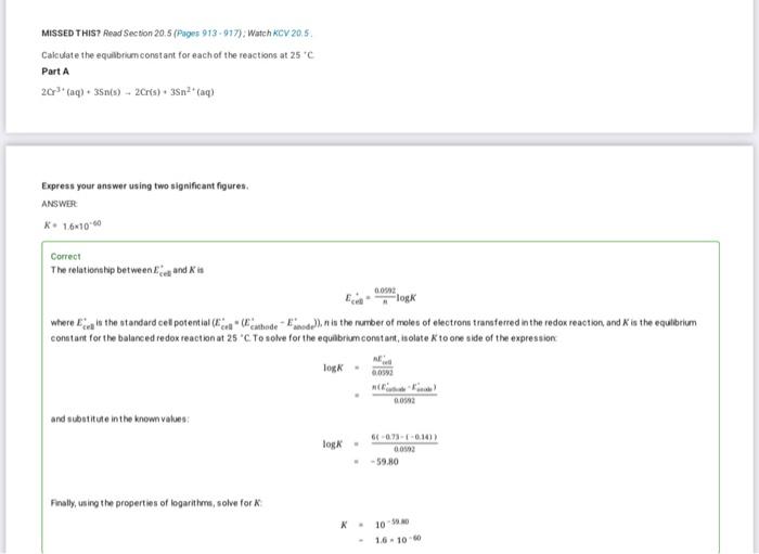 Solved Part C 2Cr3+(aq)+3Ni(s)→2Cr(s)+3Ni2+(aq) Express your | Chegg.com