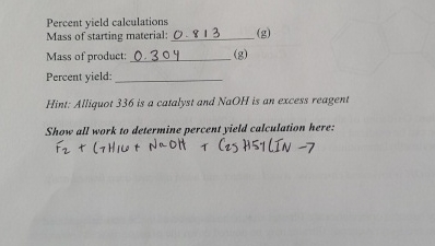 Solved Finish the formula Percent yield calculationsMass of | Chegg.com
