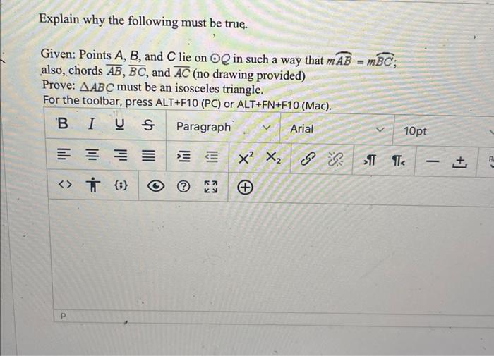 Solved Explain why the following must be true. Given: Points | Chegg.com