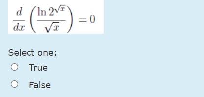 Solved ddx(ln2x2x2)=0Select one:TrueFalse | Chegg.com